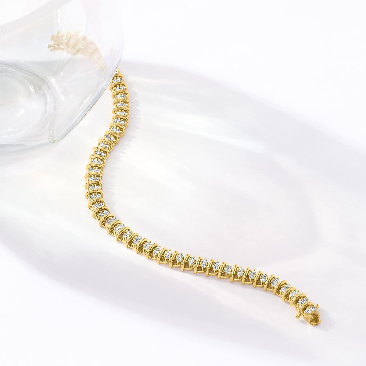 Ross-Simons 2.00 ct. t.w. Diamond Swirl-Link Tennis Bracelet in 18kt Gold Over Sterling. 7 inches