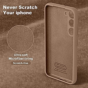 TISOOG Compatible with Galaxy S23 Case 6.1 inch-Silicone Full Cover Shockproof Protective Case with Soft Microfiber Lining Support Wireless Charging Phone Case for S23,Light Brown