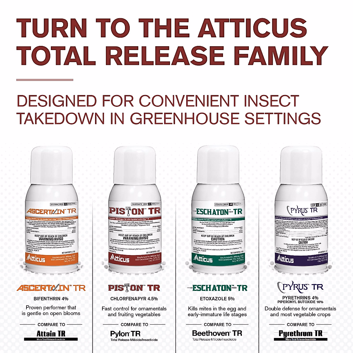 Piston TR Greenhouse Fogger (2oz Can) by Atticus (Compare to Pylon) - Total Release Chlorfenapyr Insecticide/Miticide - Controls Mites, Thrips, Caterpillars, and Adult Fungus Gnats