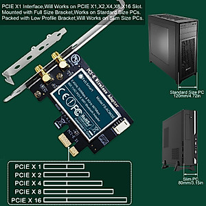 FebSmart Wireless-AC Dual Band 1200Mbps (2.4GHz 300Mbps and 5GHz 867Mbps) PCI Express WiFi Card for Windows XP, 7, 8.x, 10, 11 (32/64bit) and Windows Server Desktop PCs, PCIE WiFi Adapter (FS-AC86SE)