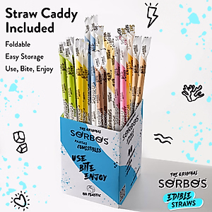 Sorbos Edible Straws, Lemon Flavored, Sustainable, Individually Packaged, No Plastic, No Allergens, No Gluten, No PFAS, 100 Percent Biodegradable, 7.4 inches long (Pack of 200)