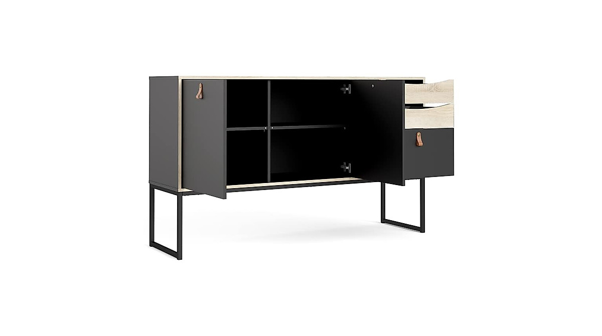Tvilum Stubbe 2 Door Sideboard - Modern Storage in Black & Oak
