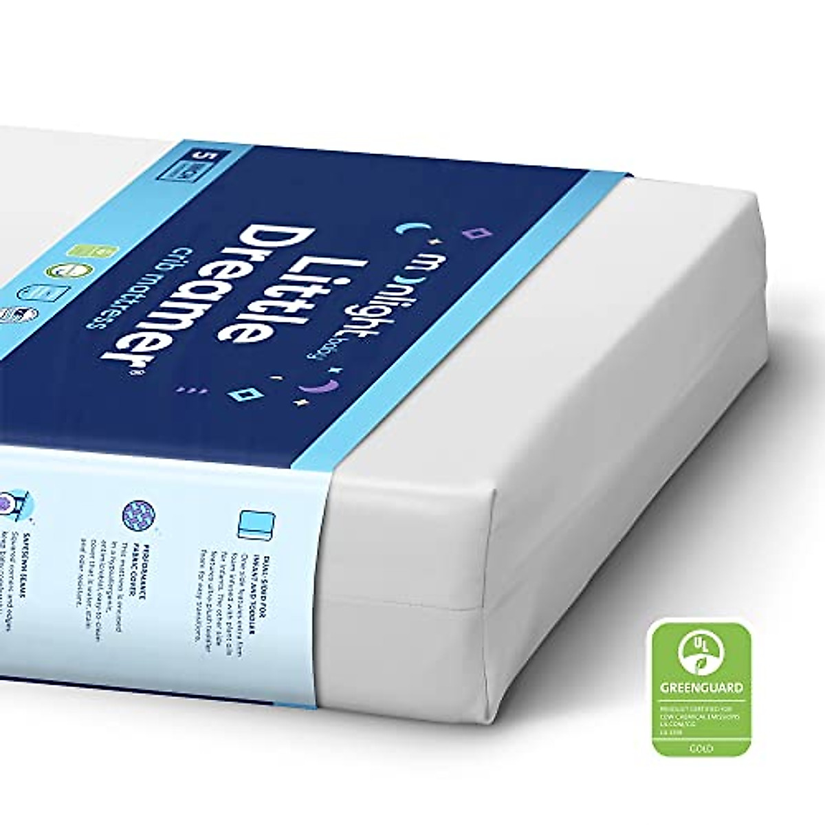 Moonlight Slumber Little Dreamer Crib Mattress - Firm, Dual Sided, Standard Size, Waterproof, 5in.
