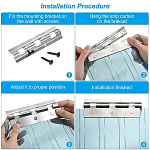 PATIKIL 6.8' x 7.5" Plastic Vinyl Strip Curtain, Clear PVC Freezer Curtain with Mounting Bracket for Walk-in Freezer Coolers Door Warehouse, Transparent