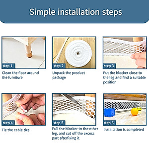 KHASIM Under Couch Blocker - 394" x 2.75" Customizable Length, Prevents Sundries, Easy Install, Secure Fit, Blocker for Toys - with 10 Pcs Zip Ties, Perfect for Sofa, Bed, and Furniture