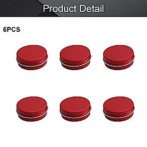 Othmro 6pcs 1oz Metal Round Tins Aluminum Tin Cans Containers with Screw Lid, 50 * 20mm(DxH) Red tin cans for Salve, Spices, Lip Balm, Tea or Candies 30ml