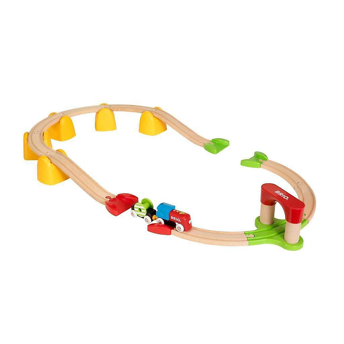 BRIO World 33710 - My First Railway Battery Operated Train Set | 25 Piece Wood Train Set for Toddlers | Inclusive of Accessories and Wooden Tracks | Certified by Forest Stewardship Council