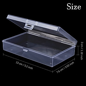 ZORRITA 6 Pack Small Plastic Containers with Hinged Lids, Rectangle Clear Storage Boxes for Beads, Jewelry, Game Pieces, Crafts Items and Office Supplies (5.2 x 3.03 x 1.18 Inch)