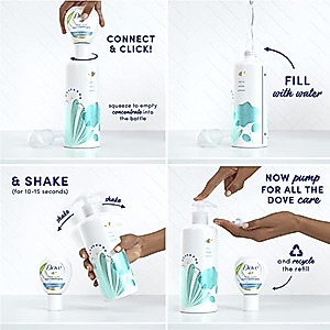 Dove Concentrate Refill and 100 percent Recycled Reusable Bottle for Instantly Soft Skin Daily Moisture Starter Kit for Lasting Nourishment Body Care 4 Fl oz (makes 16 Fl oz)