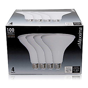 Maxxima PAR38 LED Indoor/Outdoor Light Bulbs - 3000K Warm White Light, 1275 Lumens, 15 Watts, 100 Watt Equivalent Dimmable Flood Light, 90 CRI, Energy Star, Wet-Rated for Outdoor Security Use - 4 Pack