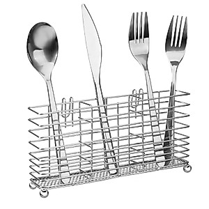 iPEGTOP Utensil Drying Rack Basket Holder for Kitchen Counter, Hanging Standing Cutlery Silverware Flatware Organizer with Hooks for Spatula Spoon, Rustproof 304 Stainless Steel