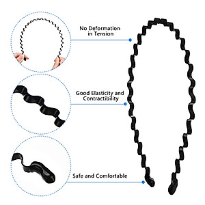 11 Pieces Metal Headband and Sports Headbands, Elastic Headbands Spring Wave Non Slip Hairband Unisex Hair Accessories for Men and Women Running Jogging Yoga Workout Supplies