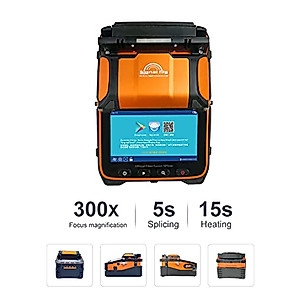 Optical Fiber Fusion Splicer Automatic Multi-Language Intelligent Fiber Optic Welder FTTH Fiber Optic Splicing Machine with 6 Seconds Splicing Time, Fusion Splicer Machine Melting 15 Seconds Heating