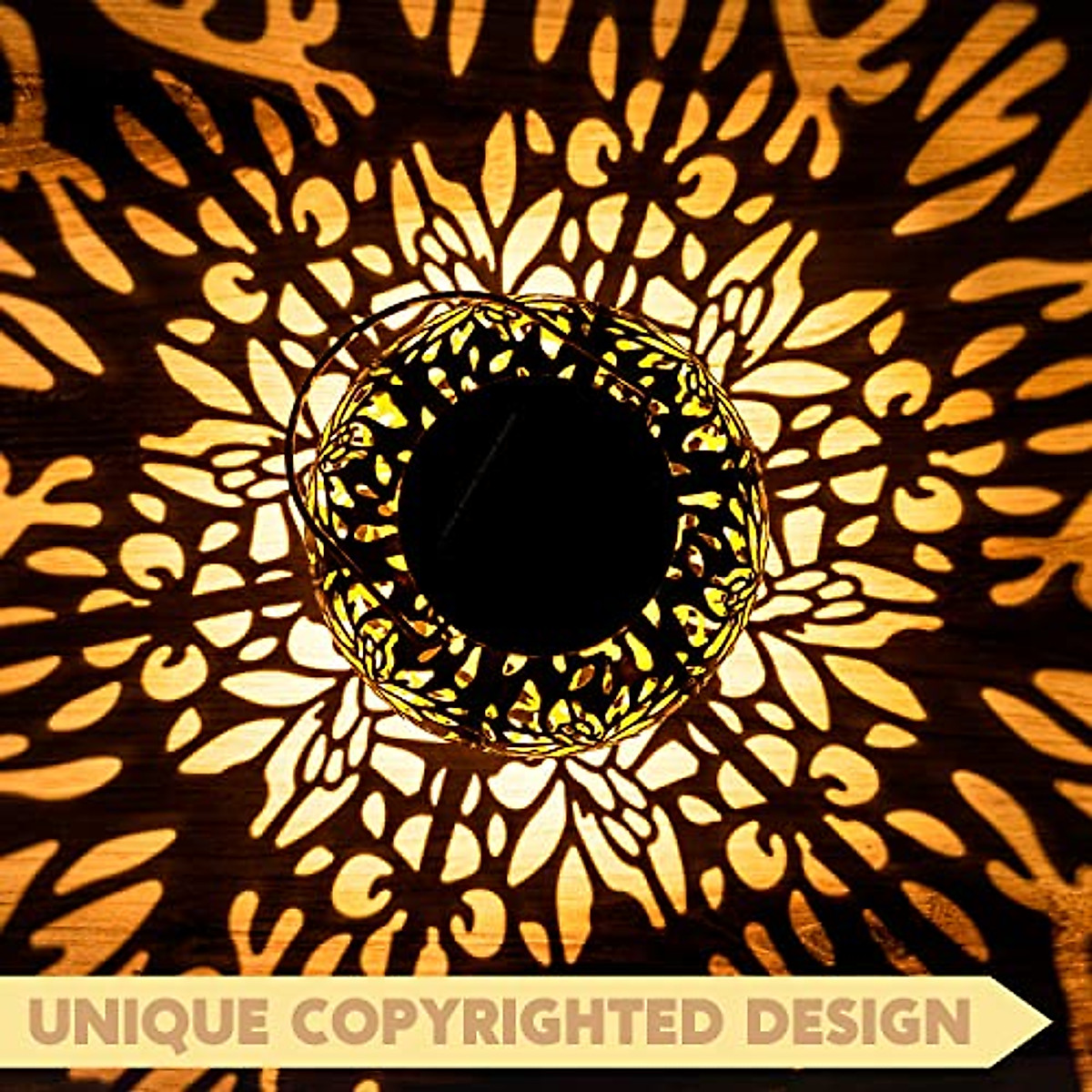 JOIEDOMI 2 Pack Outdoor Solar Hanging Lantern Lights, Waterproof Tabletop Solar Lights with Handle, LED Solar Powered Moroccan Lanterns, Metal Decorative Garden Lights for Patio, Lawn, Porch, Backyard