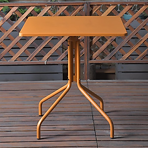 GWAREZ Outdoor Bistro Square Metal Table 27.5'' Patio Side Table for Backyard Lawn Balcony Poolside or Garden, Orange…