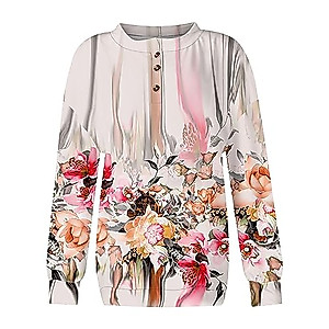 Womens Long Sleeve Shirts Crewneck Botton Down Pullover Color Block Fall Blouse Womens Graphic Sweatshirts Womens Tops Dressy Casual Fall Tops for Women 2023 Trendy Business Casual Tops for Women