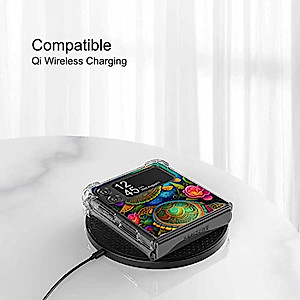 Beaucov Galaxy Z Flip 4 Case,Colorful Mandala Turtle Flower Drop Protection Shockproof Case TPU Full Body Protective Scratch-Resistant Cover for Samsung Galaxy Z Flip 4 5G