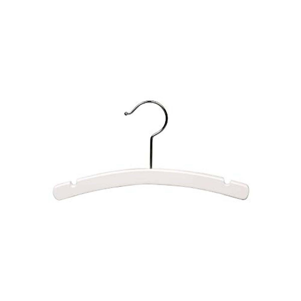 White Kids Top Hanger with Notches, Box of 50 Arched 12 Inch Wooden Hangers with Rounded Shoulders and Chrome Swivel Hook by The Great American Hanger Company