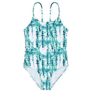 Toddler Girl Swimsuit UPF 50+ Sun Protection Girl One Piece Bathing Suit Girls' Swimwear Green Tied Dyed 7-8T