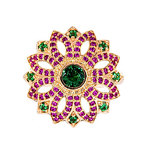 ETHNIQ Carrington Collection Floral Rings adorned with Ruby & Emerald Cubic Zirconia Gift Ideas for Finance Girlfriend Mother Women's Ring size 5.5