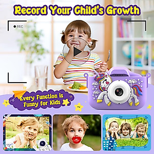 Kids Camera Toddler Camera for Boys & Girls - 1080P HD Selfie Digital Video Camera for Kids with 32GB SD Card - Kids Digital Camera Christmas Birthday Gifts for 3 4 5 6 7 8 9 10 12 Year Old (Purple)