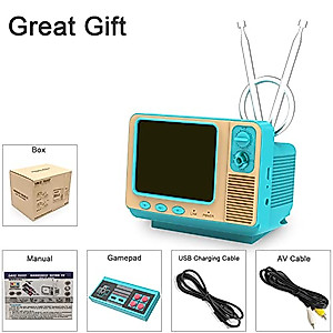 E-MODS GAMING Retro Games Console GV300S Mini TV Style 308 Video Games Player with Handheld Gamepad & AV Output - 3.0 Inch Screen Electronic Games Machine Xmas Gift for Kids Adults (Turquoise)