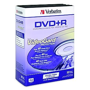 Verbatim DVD+R 4.7GB 8X 10pk Video Trimcases (with VideoGard Protection)