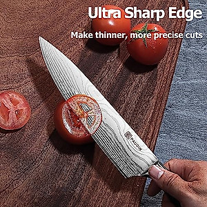 PAUDIN Kitchen Knife Set, Ultra Sharp Knife Set with Pakkawood Handle, High Carbon Stainless Steel Knives Set for Kitchen, 5 Piece Chef Knife Set Come with Gift Box