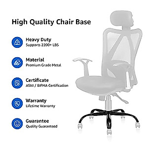 Mastery Mart Office Chair Base Replacement for Desk Chair with Cap, Universal Gas Cylinder and Caster Sockets, 28"(70 cm) Heavy Duty 2200 Lbs/1000 Kg (Matte Black)