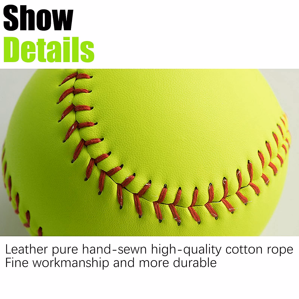 GKK Softballs 4 Pack Sports Practice Softballs 12 Inch Slow Pitch Official Size and Weight Softball Autograph Softball Training Ball for Games, Soft Toss, Batting, Fielding, Hitting, Pitching