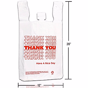 RoyalHouse Thank You Bags,Reusable Plastic Grocery Bags - Great Bags for Shopping, Small Trash and Garbage Cans, and Dog Waste - 308 Count (Pack of 4) Total 1232 Bags in Case