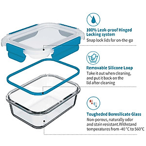 GC GENICOOK Glass Food Storage Containers with Lids-Glass Meal Prep Containers for Lunch-Pantry Kitchen Storage Containers,Freezer Safe,Leak-Proof,Stackable,Large Capacity