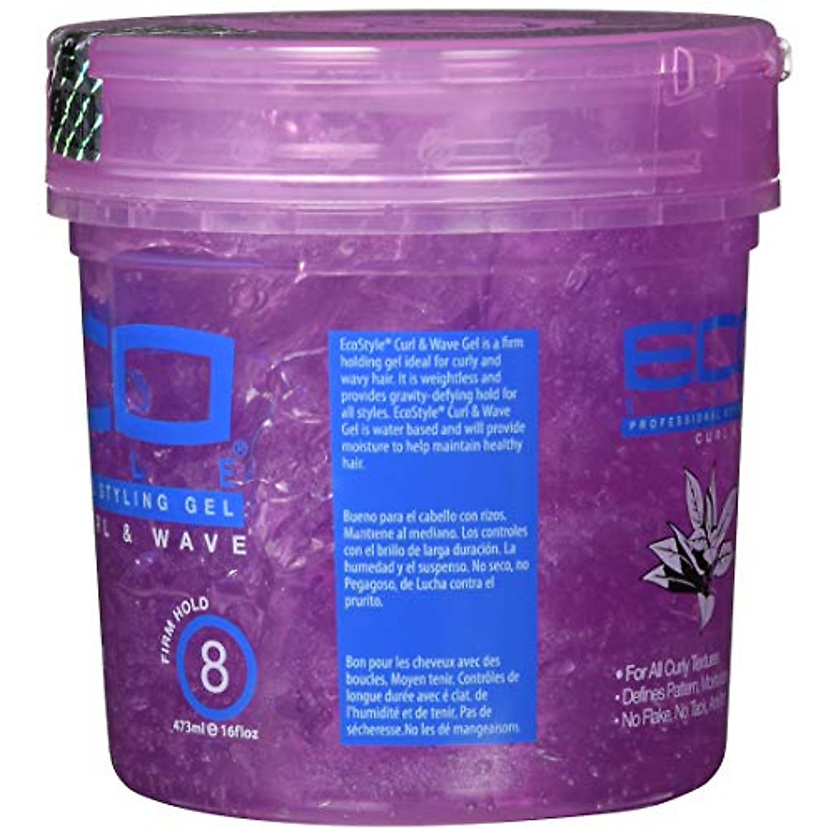 Eco Style Ecoco Hair Gel - Curl And Wave - Anti-Itch, Alcohol-Free Formula - Perfect Hold For Angled Or Tapered Sides - Ideal For Wavy Hair - No Flakes - Not Animal Tested - Moisturizes - 16 Oz