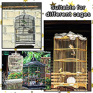 Large Bird Cage Cover Birdcage Nylon Mesh Net Cover Seed Feather Catcher Twinkle Star Universal Birdcage Cover Bird Seed Guard Skirt for Parakeet Macaw African Round Square Cage (Black, XL)