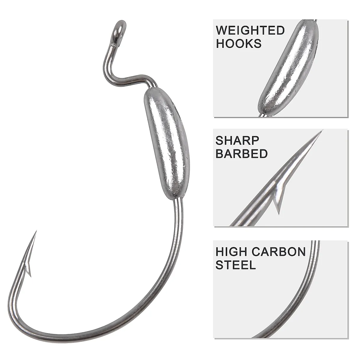Weighted Worm Fishing Hooks,20pcs Offset Wide Gap Worm Hooks Weighted Bass Swimbait Hooks for Soft Plastics Weedless Jig Head Hooks Freshwater Saltwater