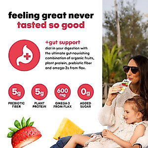 Noka Superfood Fruit Smoothie Pouches, Strawberry Pineapple, Healthy Snacks with Flax Seed, Prebiotic Fiber and Plant Protein, Vegan and Gluten Free, Organic Squeeze Pouch, 4.22 oz, 6 Count