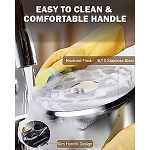 Cooks Standard Deep Sauté Pan with Lid, 4-Quart Professional Deep Frying Pan 18/10 Stainless Steel Chef’s All Purpose Pan with Cover, Compatible with All Stovetops