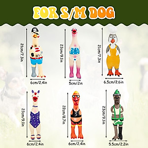 Silipull 6 Pcs Dog Latex Squeaky Toys Chicken Interactive Dog Toy Charming PET Squawkers Earl Captain Jack Durable Latex Chicken Dog Toy Soft Rubber Chew Molar Dog Toys for Small Medium Large Dogs
