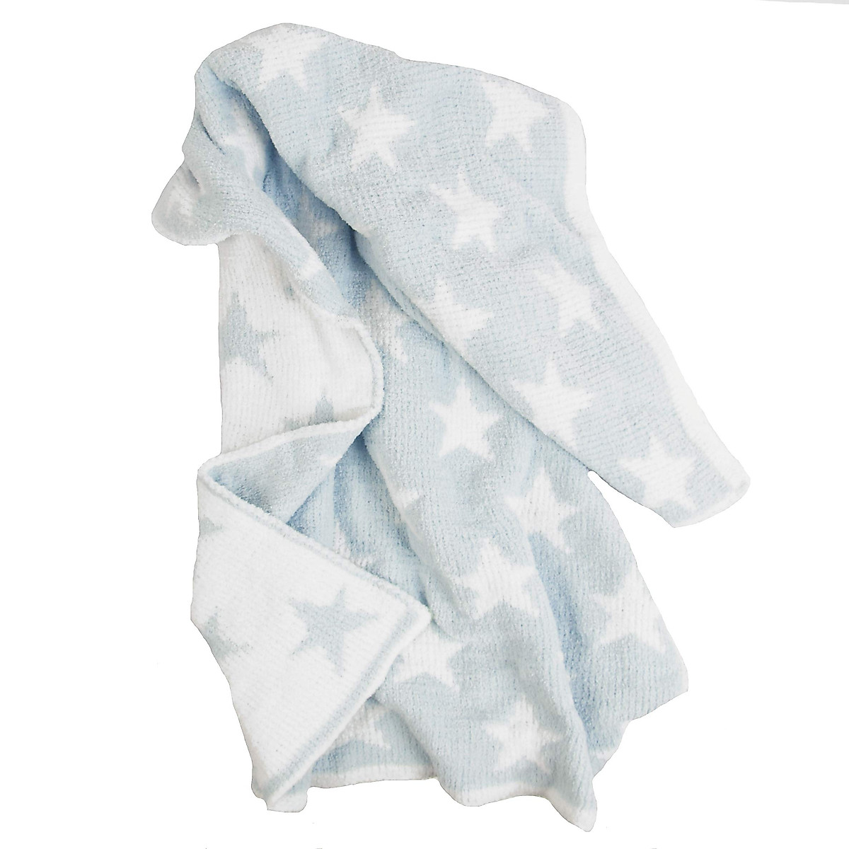 Tadpoles Ultra Soft Reversible Chenille Baby Blanket - Stars Blue | 30" x 40" | Made of 100% Microfiber Polyester | Soft, Gentle & Hypoallergenic | Ideal as a Swaddle, Receiving Blanket & More