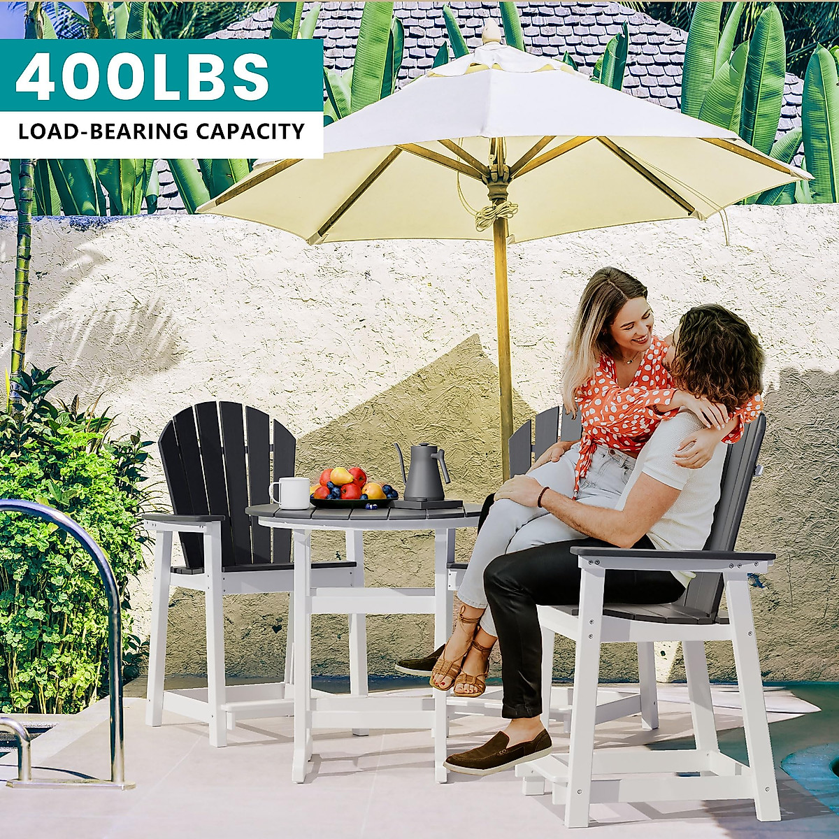 TYARDS Tall Adirondack Chair, Patio Chairs with 5" Widened Armrests and Footrest, HDPE Weather Resistant Adirondack Balcony Chairs, Outdoor Chairs for Garden, Backyard, Capacity 400LBS