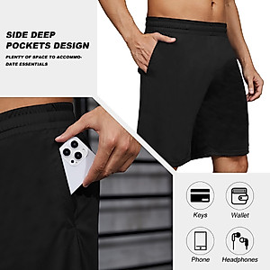 BVNSOZ Men's Athletic Shorts with Pockets and Elastic Waistband Quick Dry Workout Shorts for Men