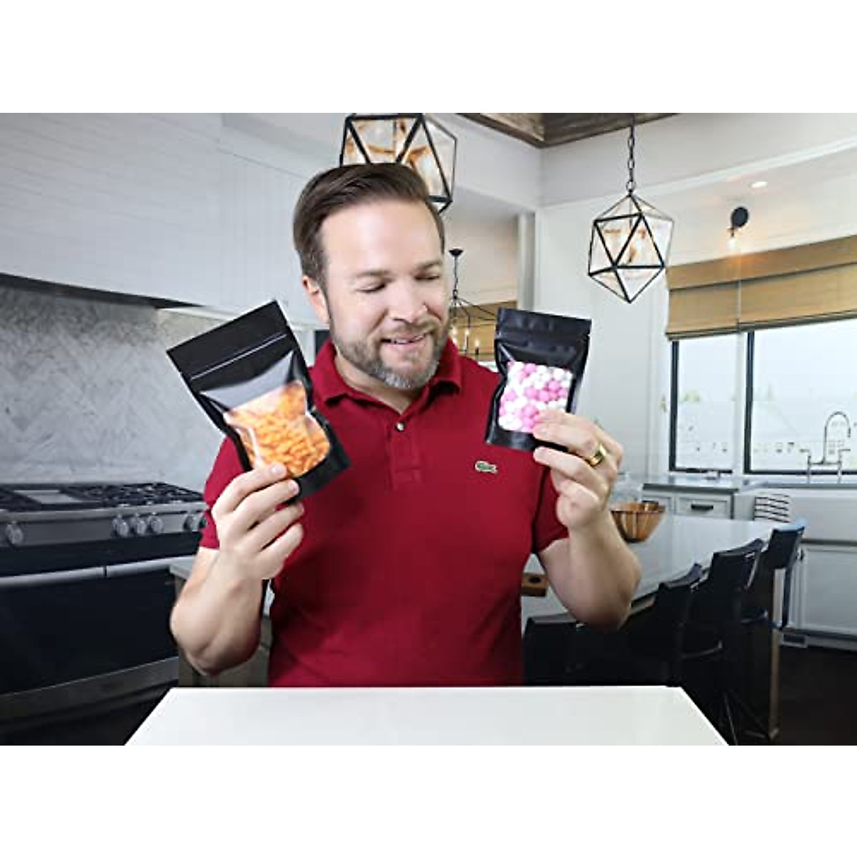 HANSER | Smell Proof Odorless Mylar Resealable Foil Pouch Bags with clear Window | Stand up bottom | Airtight | matte black | 100 Pieces | 3x4 inches