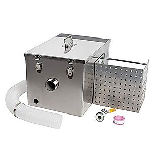 Funwill Commercial Grease Trap, Stainless Steel Grease Trap Interceptor Set with Removable Baffles for Restaurant Kitchen Wastewater - Shipping from USA