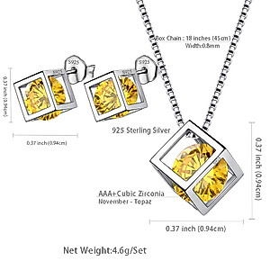 Aurora Tears Birthstone November Jewelry Sets 925 Sterling Silver Women Birth Crystal Stone Necklace Earrings Sets Birthday Jewellery DS0028N