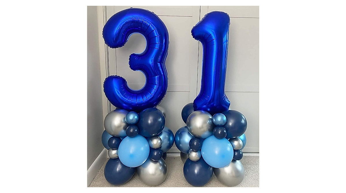 40 Inch Navy Blue 13 Number Balloons for Birthday & Events