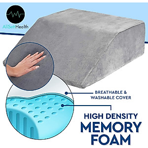 Leg Elevation Pillow - Full Memory Foam Top, High-Density Leg Rest Elevating Foam Wedge - Relieves and Recovers Foot and Ankle Injury, Leg Pain, Hip, Knee Pain, Improves Blood Circulation
