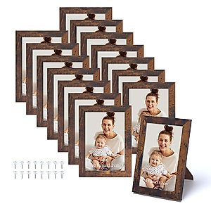 Edenseelake 4x6 Picture Frame Set of 15, Rustic Brown Wood Photo Frame 4 by 6 for Wall or Tabletop Display