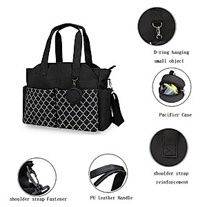 Lmbabter Diaper Bag Tote with Changing Station Upgrade Multi-Function Baby Bag with Adjustable Shoulder Strap Insulated Pockets (Black)
