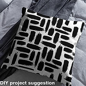 Geometric Stripe Fabric by The Yard, Bohemian Exotic Abstract Striped Upholstery Fabric, Black White Ink Decorative Fabric for Upholstery and Home Accents, Craft Art for Quilting Sewing, 1 Yard