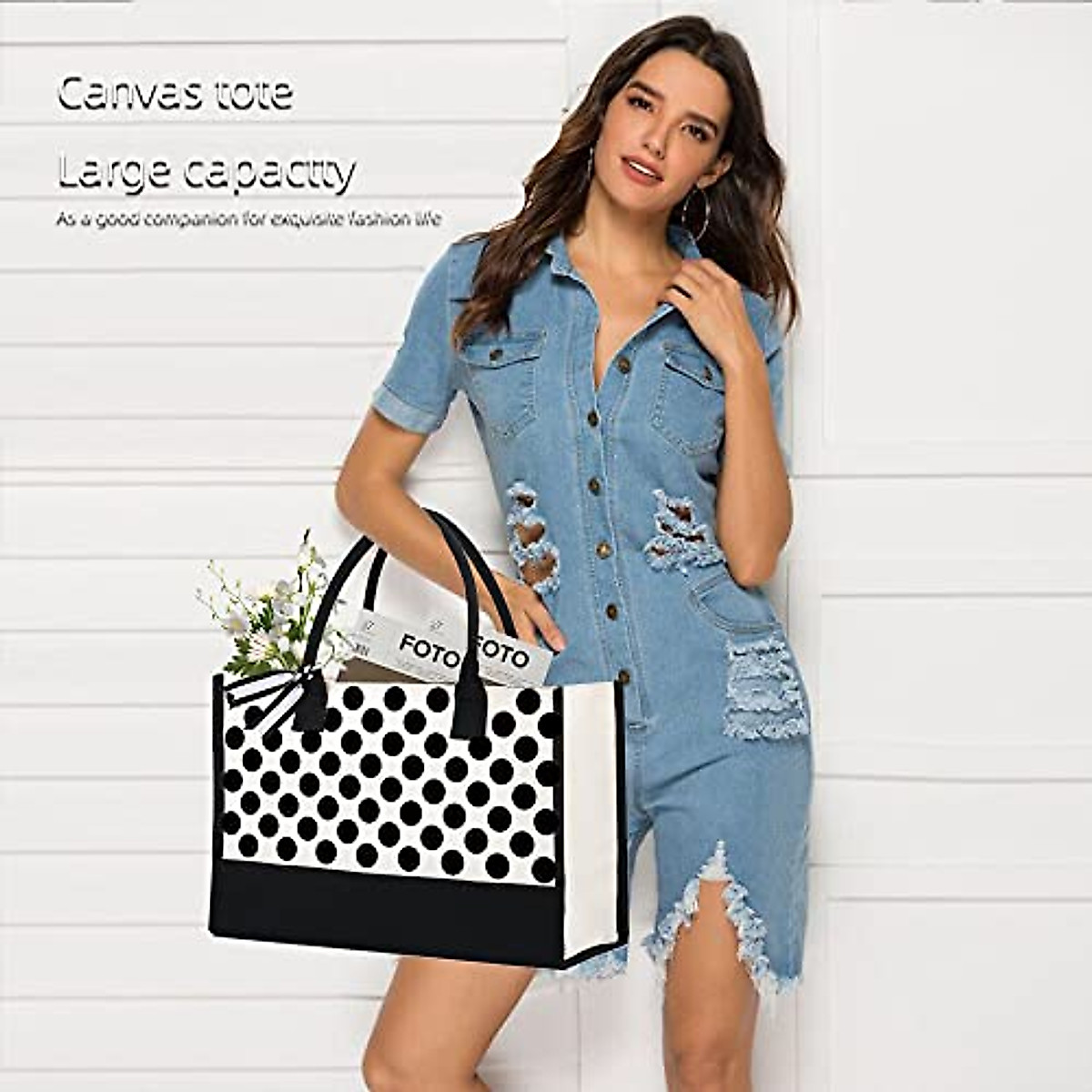 SUNELGIRL Christmas Gifts for Women-Initial Tote Bags for Women Canvas Bag, Bride Bag Bridal Shower Gift, Gifts for Sisters